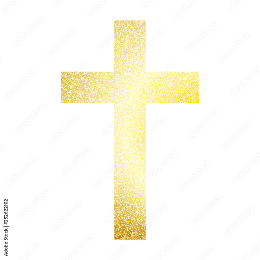 Golden Christian cross with sparkles icon. Vector illustration. Stock ...
