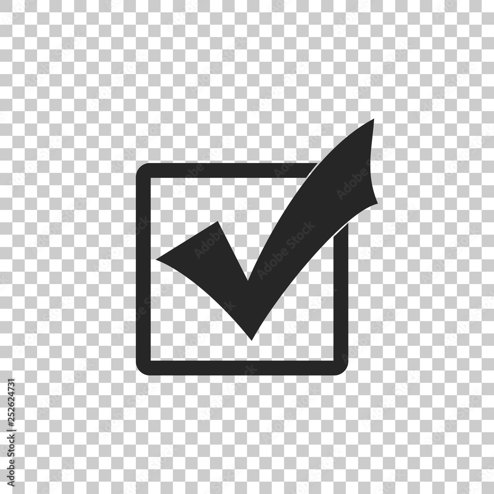 Check mark in a box icon isolated on transparent background. Tick ...
