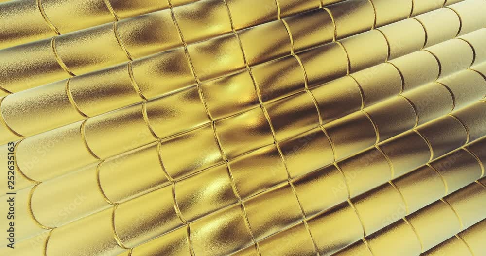 gold foil tiles texture seamless loop background 3D rendering Stock ...