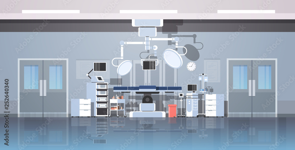 hospital operating table clean medical surgery room intensive therapy ...