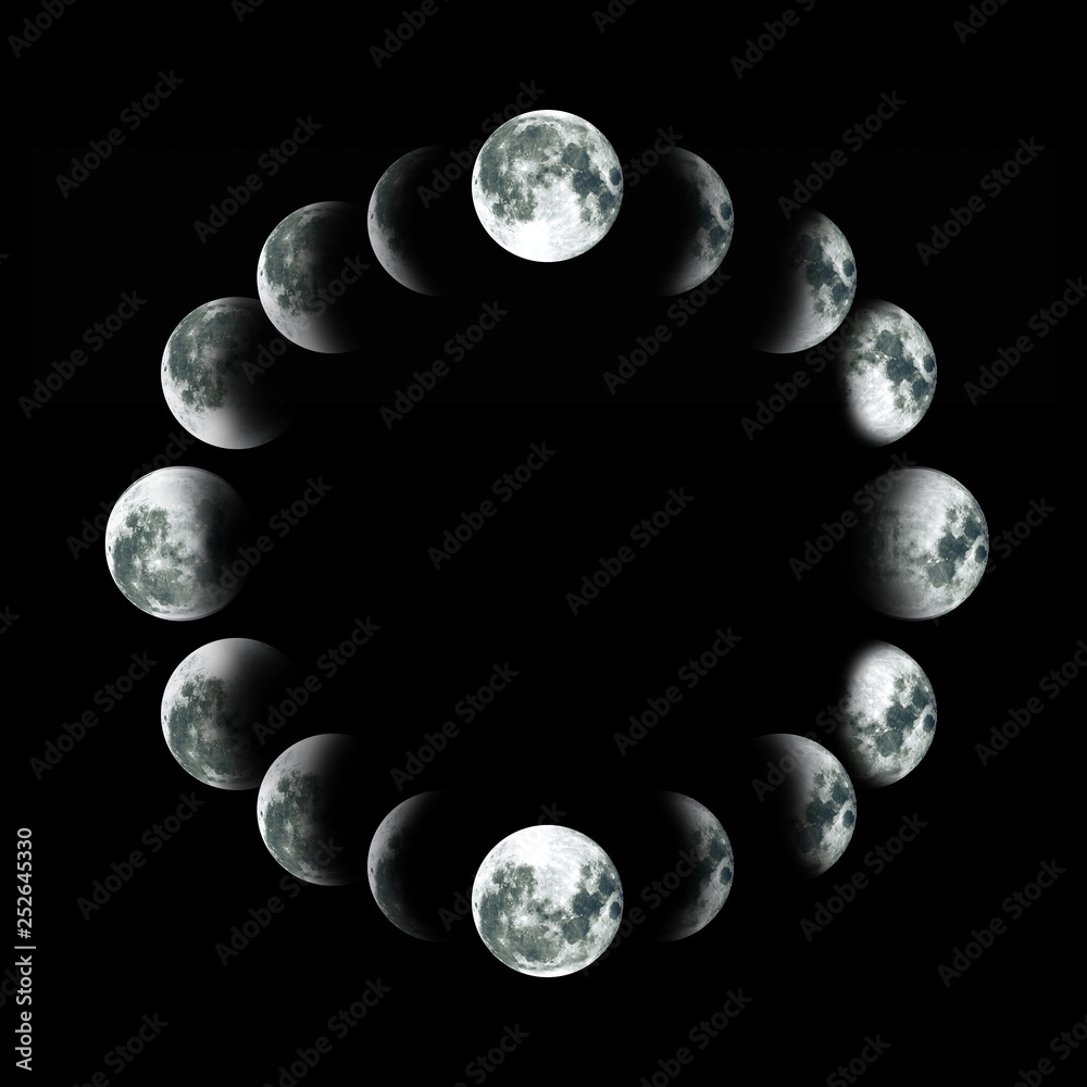 NASA. Cycle of the moon. A circle of the growing moon. Stock Photo ...