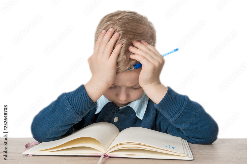 Fotografia do Stock: child does not want to learn. refusal to learn ...