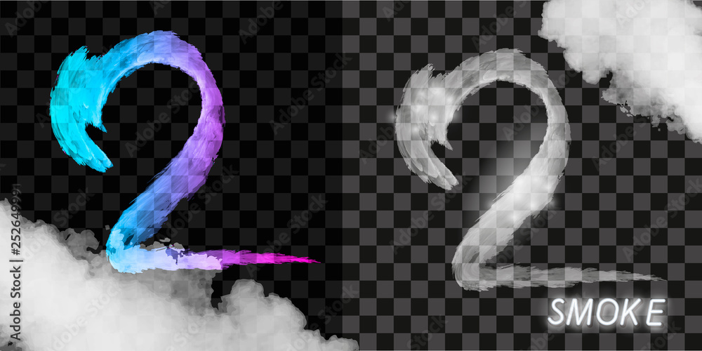 Alphabet set letter number two or 2 Cloud or smoke pattern ...