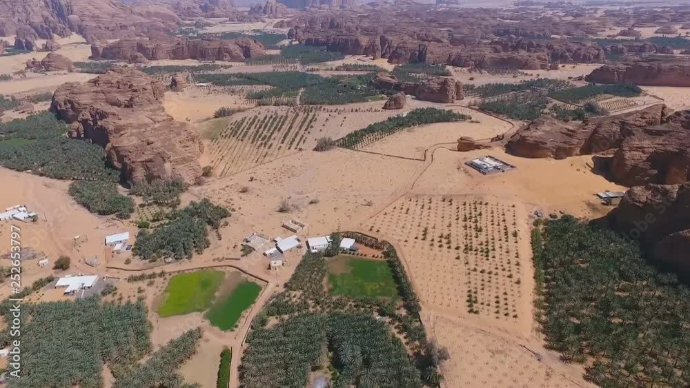 Al-Ula, Saudi Arabia. Overlooking the mountain valley landscale, and ...