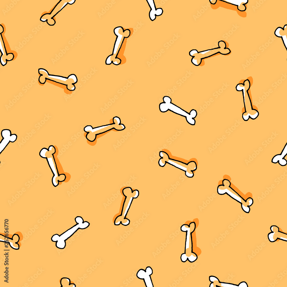 Hand doodle seamless pattern with bones. Vector textile, wrapping ...