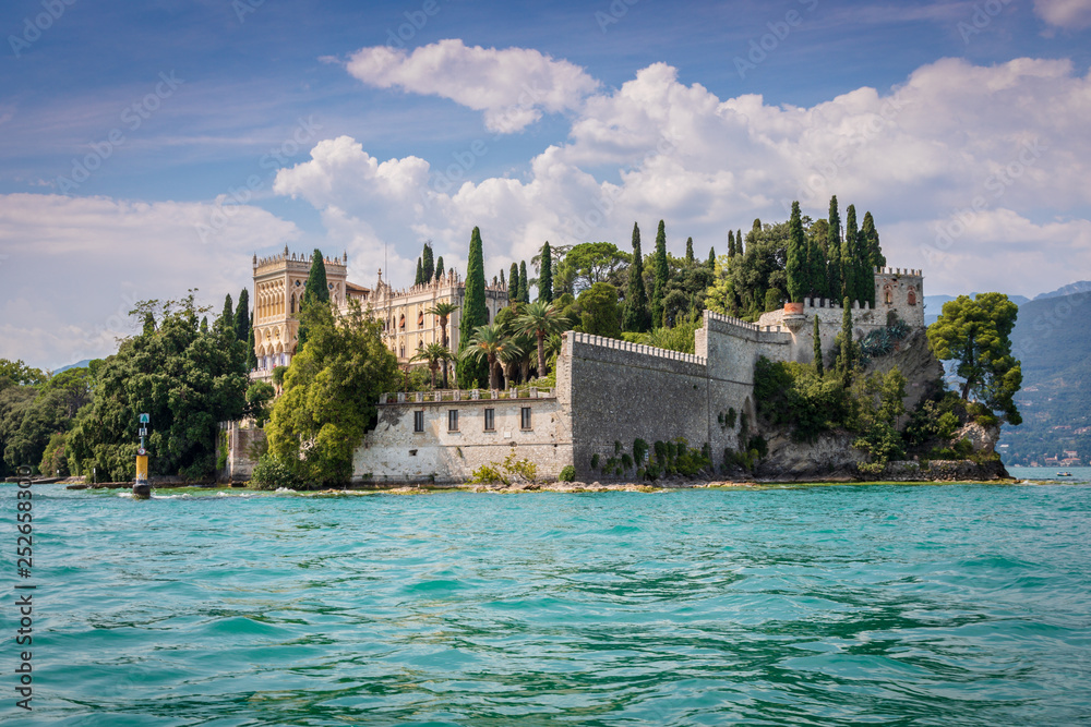 Isola del Garda is the largest island on Lake Garda. Stock Photo ...