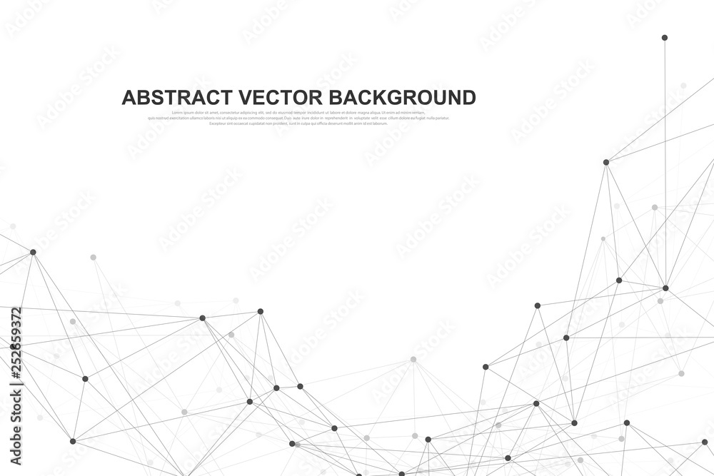 Abstract plexus background with connected lines and dots. Wave flow ...