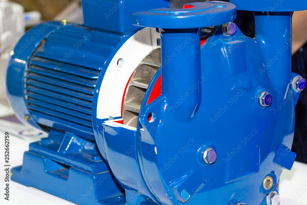 Close up cross section detail inside impeller centrifugal high pressure ...