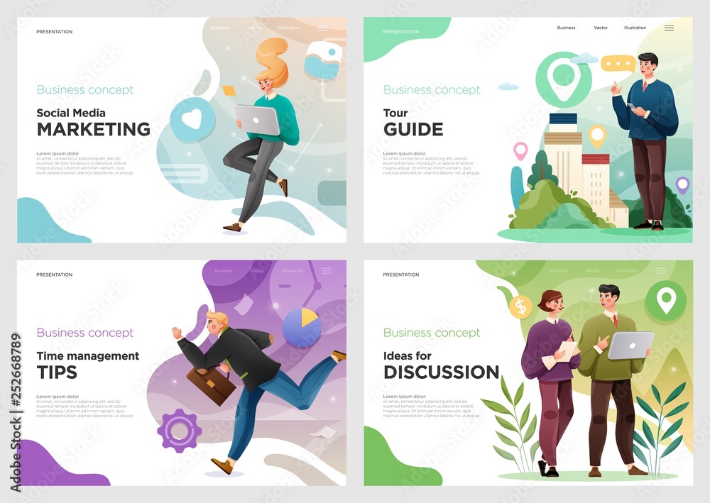 Set of website template designs. Vector illustration concepts of web ...