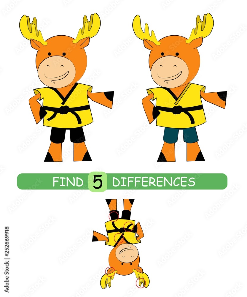 Find differences between pictures. Vector cartoon educational game ...