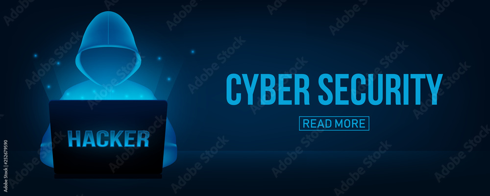 Creative vector illustration of computer hacker with hoodie and dark ...