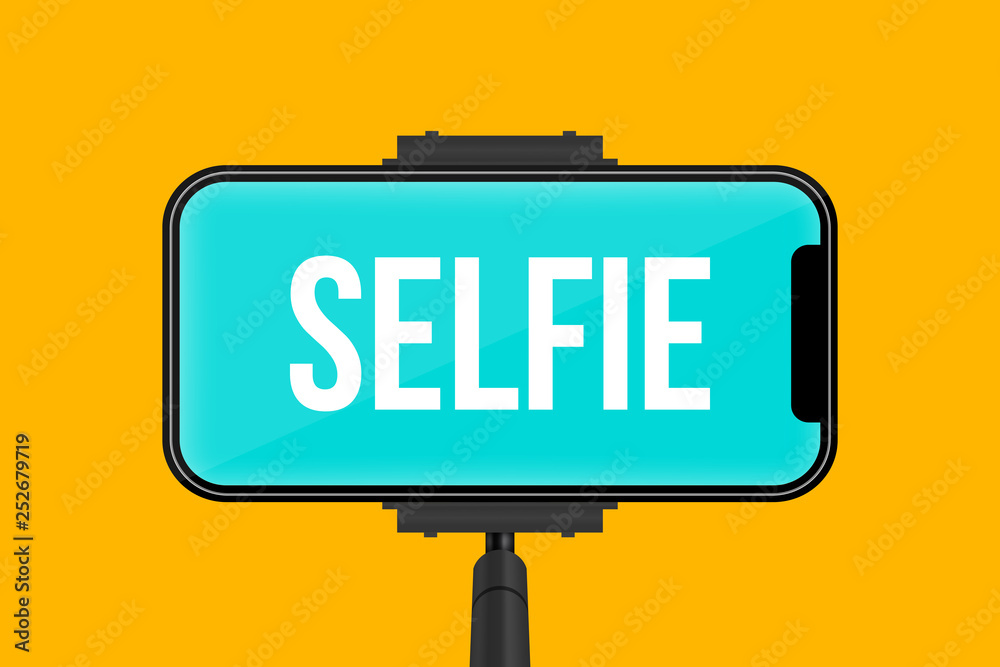 Creative vector illustration of monopod selfie stick with empty phone ...