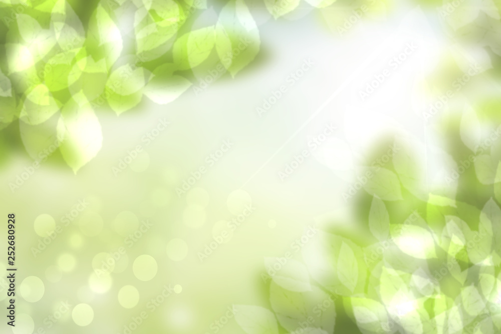 Abstract natural spring light green background texture with leaves and ...