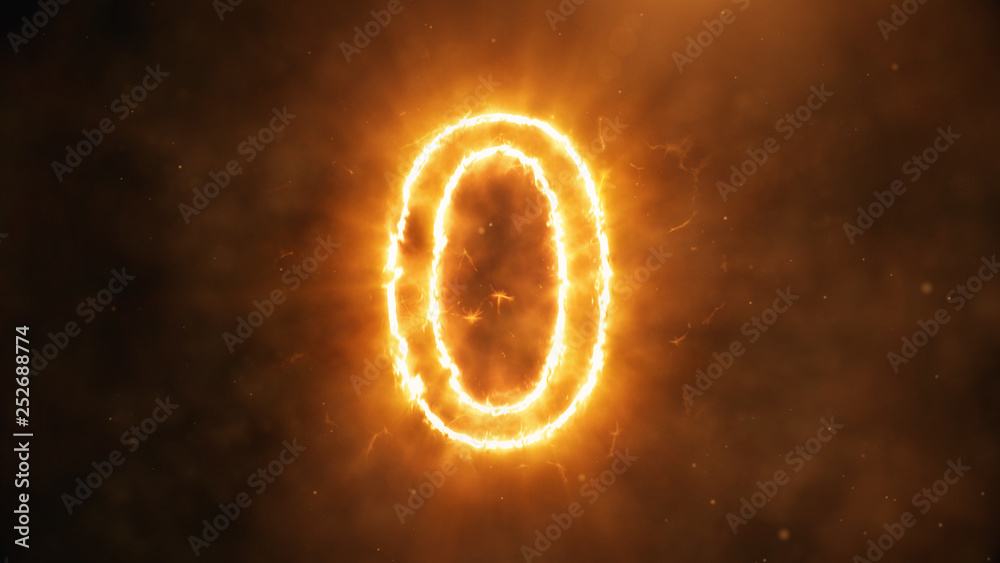 Realistic fire countdown with smoke and cloud. The fire counts from ten ...