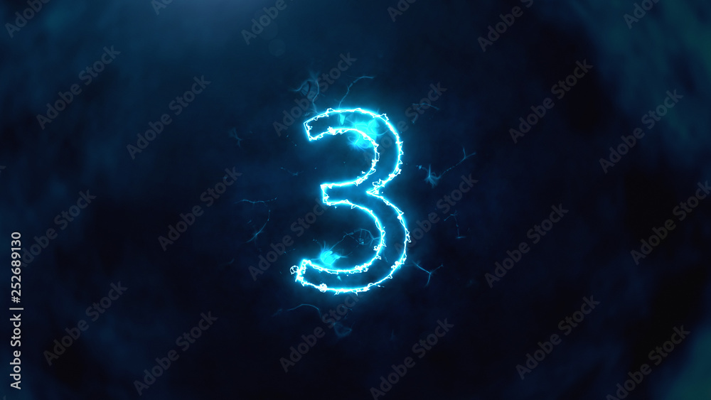Electric and Futuristic 3D Illustration counter counting down from ten ...