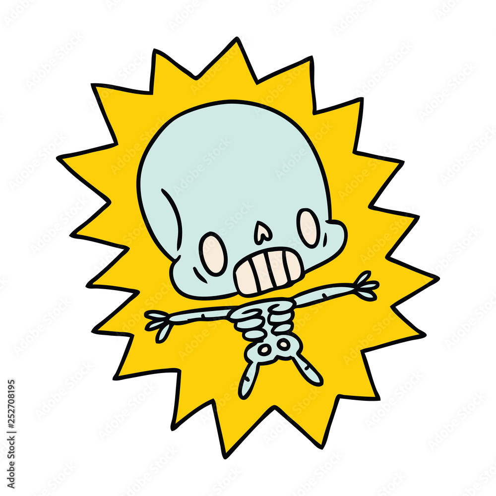 cartoon kawaii electrocuted skeleton Stock Vector | Adobe Stock