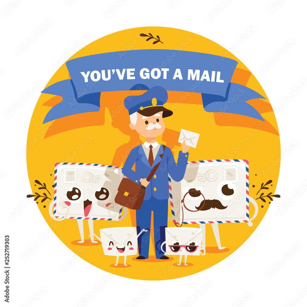 Postman vector mailman delivers mails in postbox or mailbox and post ...