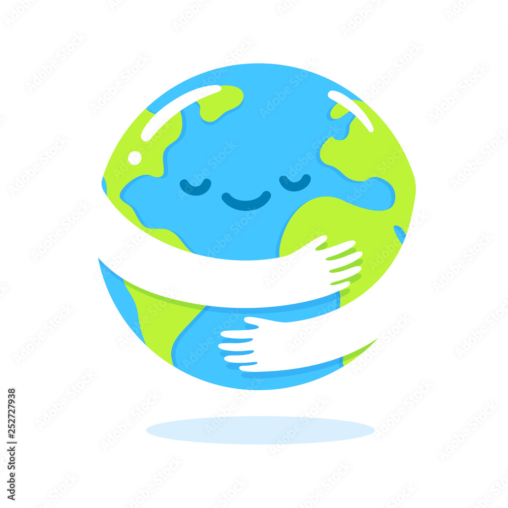 Earth hug cartoon Stock Vector | Adobe Stock