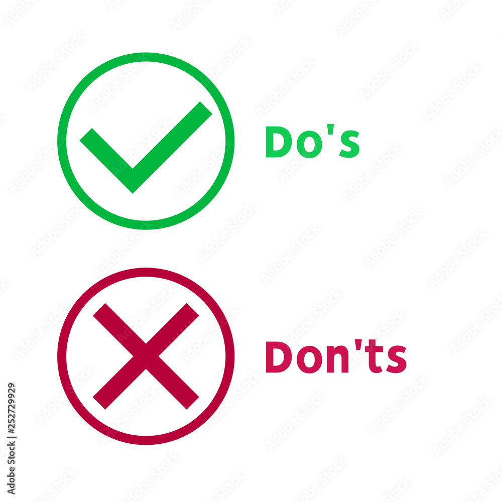 Simple dos and donts like checklist. flat graphic outline design ...