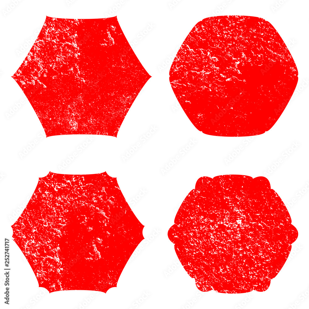 Grunge Hexagon Stamp Background Textures Set Stock Vector | Adobe Stock