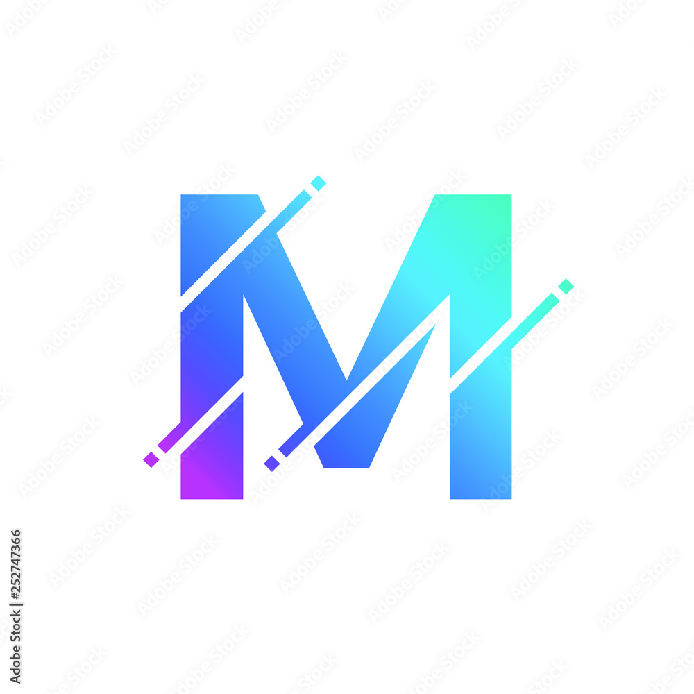 Letter M Glitch Style Uppercase Alphabet Font Logo Vector Illustration ...
