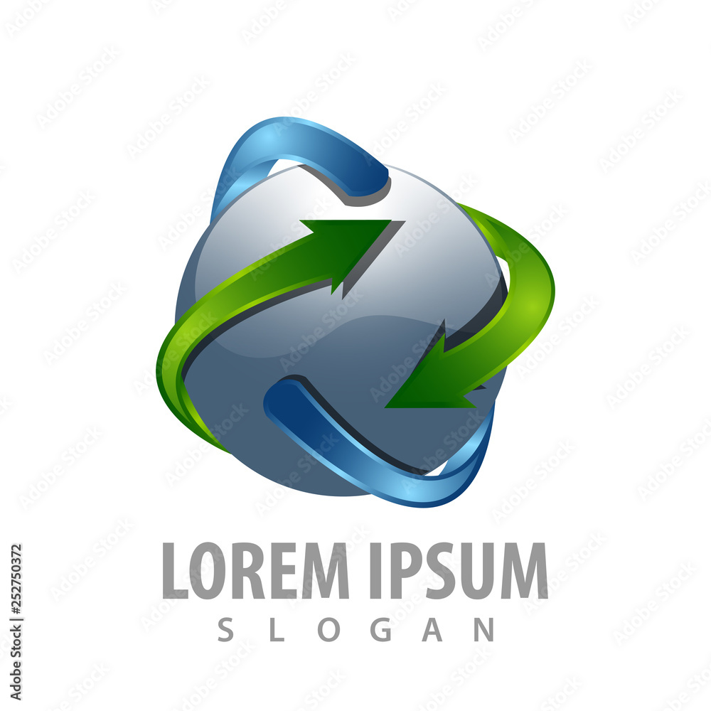 Swirl arrow sphere logo concept design. Symbol graphic template element ...