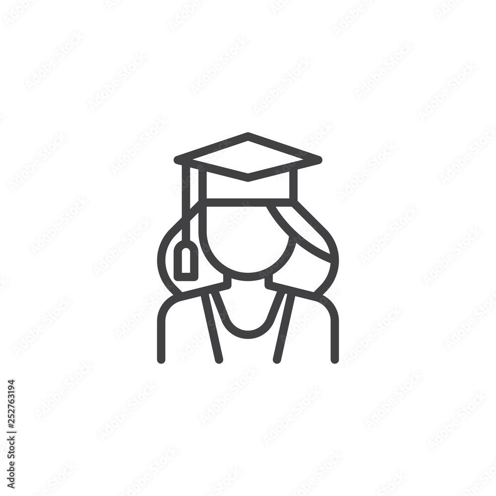 Graduated Lady line icon. linear style sign for mobile concept and web ...