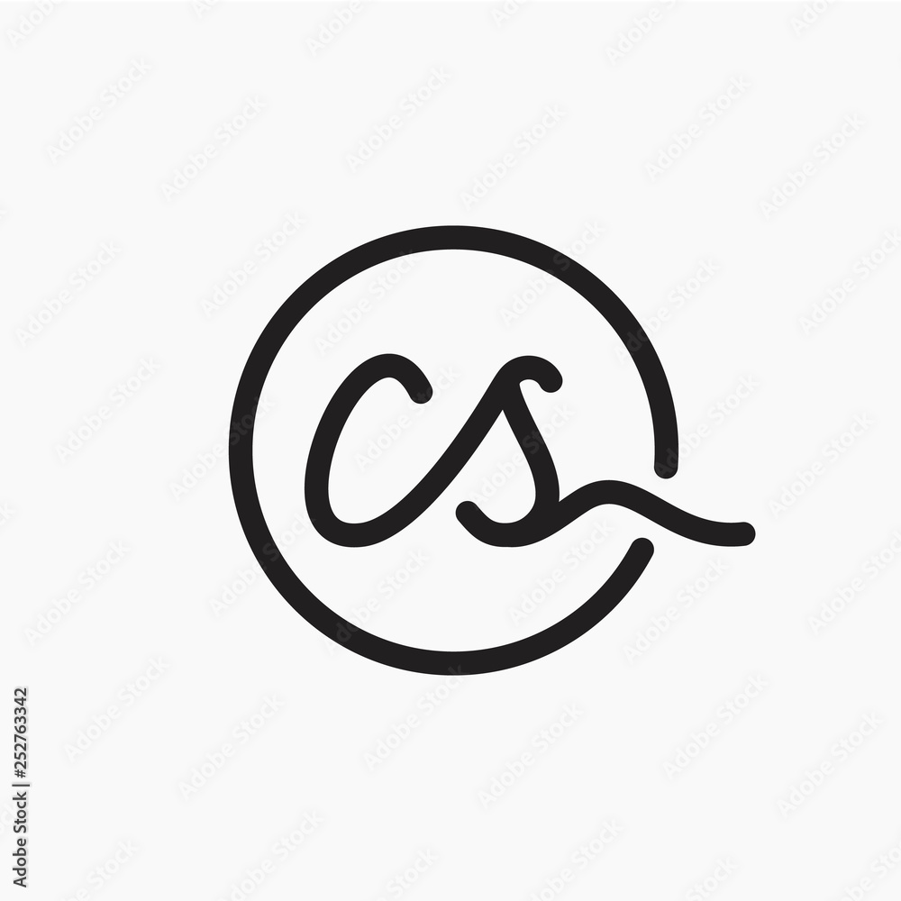 initial letter CS with circle line logo design vector illustration ...