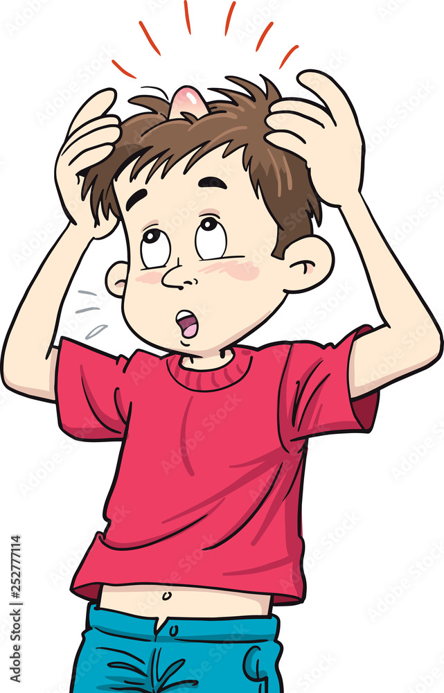 kid with a bump on his head Stock Vector | Adobe Stock