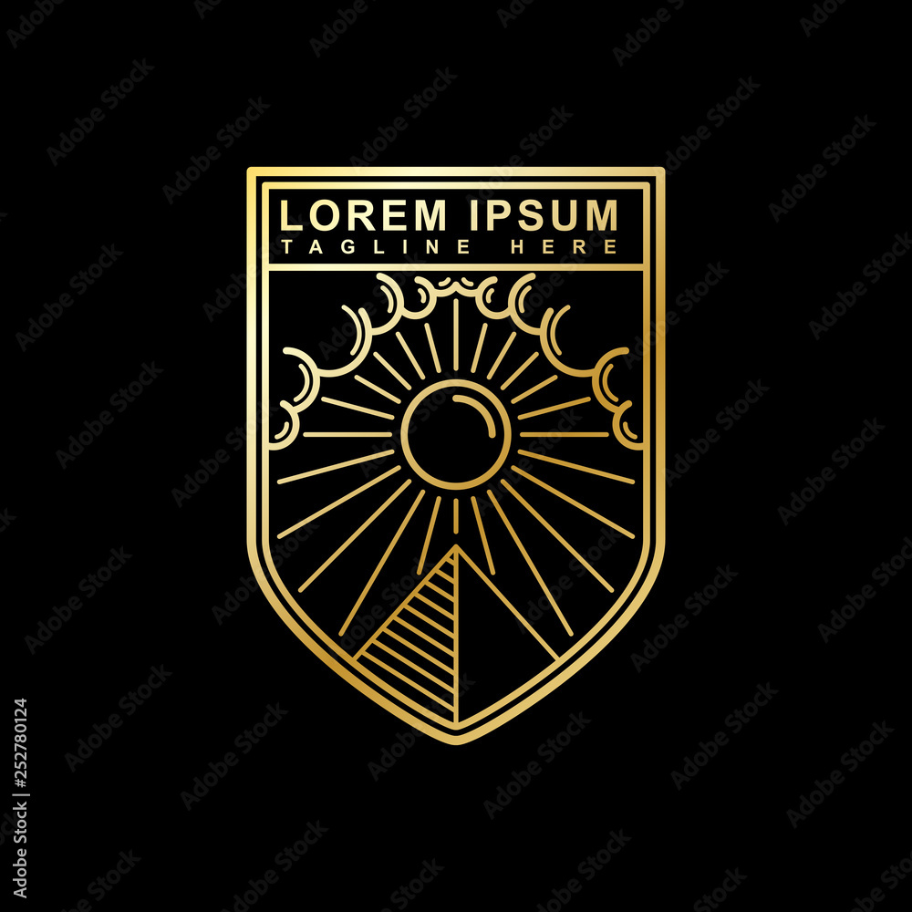 pyramid and sun logo design Stock Vector | Adobe Stock