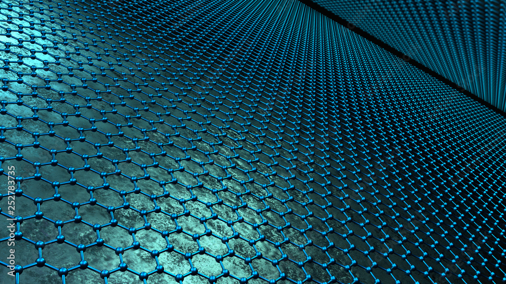 Graphene molecular grid, graphene atomic structure concept background ...