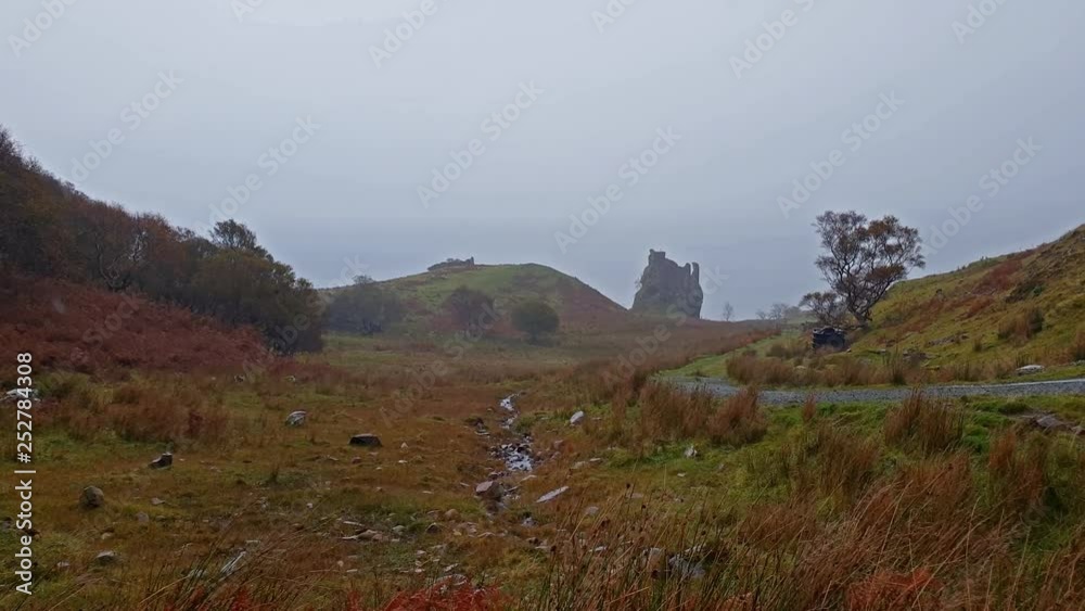 Terrible rain next to the historic road which has beed build by Calum ...