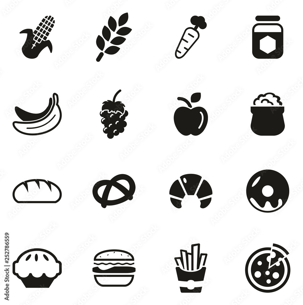 Carbohydrate Food or Carbs Food Icons Stock Vector | Adobe Stock