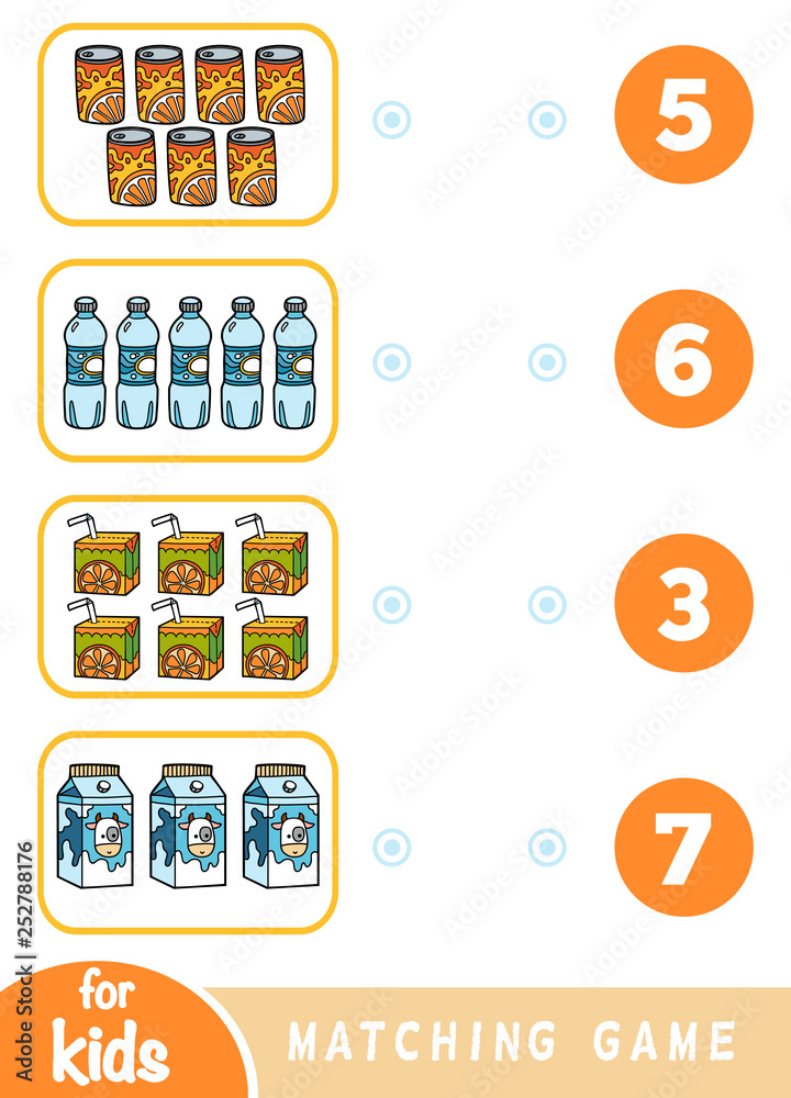 Matching education game. Count how many items and choose the correct ...