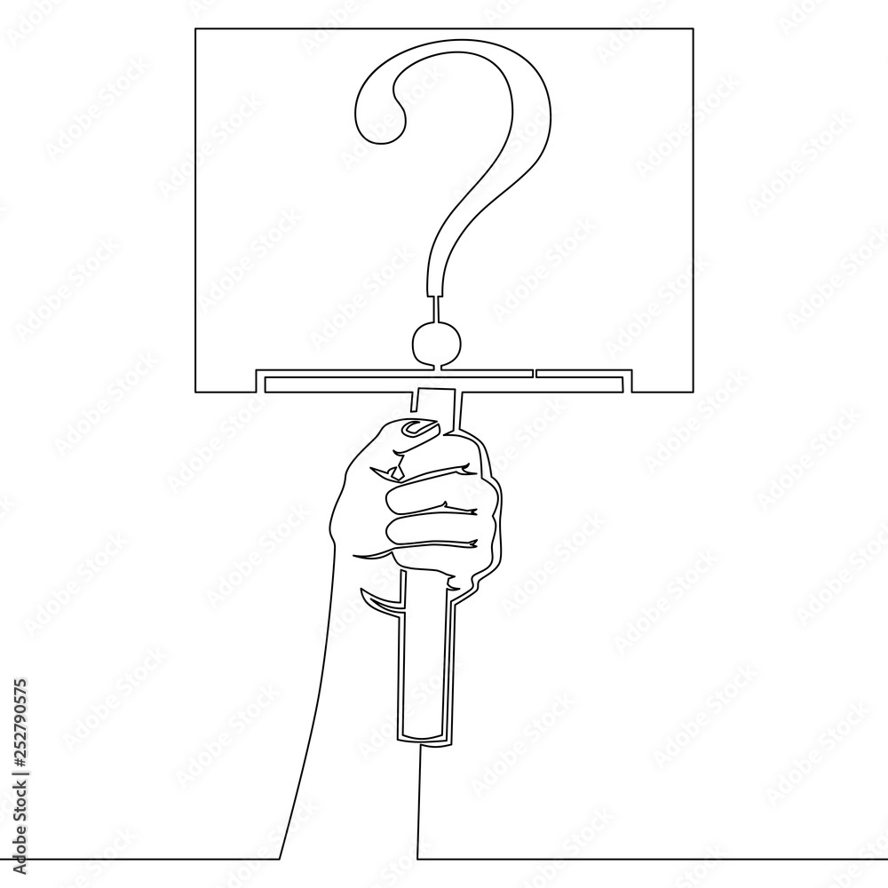 One line Hand holding question mark concept Stock Vector | Adobe Stock