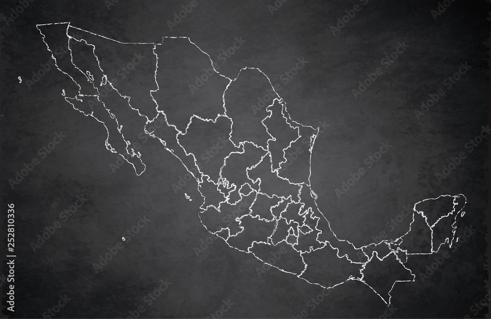 Mexico map, new political detailed map, separate individual states ...