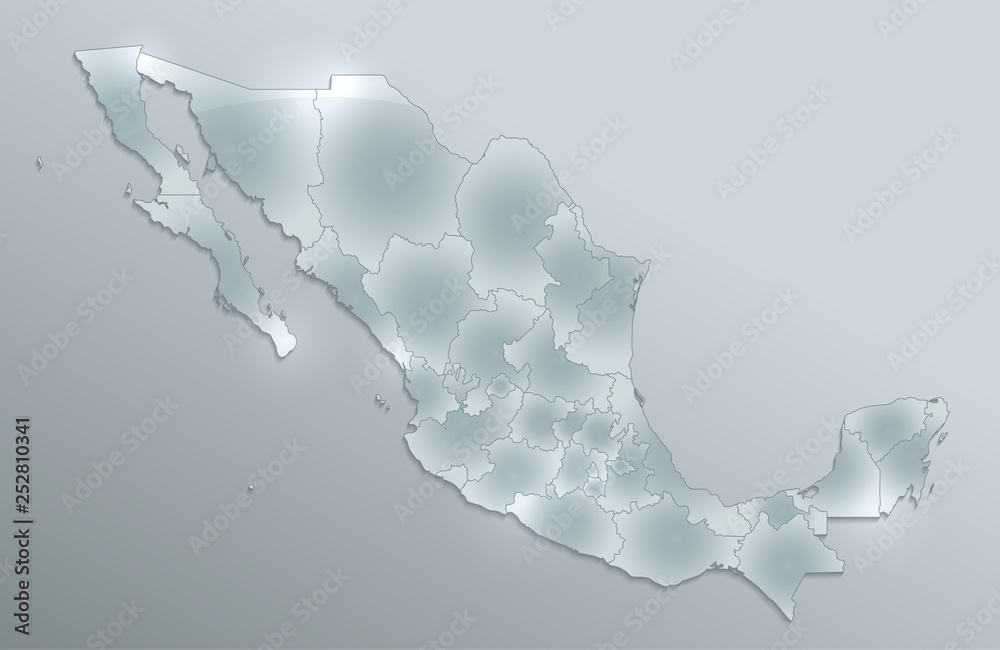 Mexico map, new political detailed map, separate individual states ...