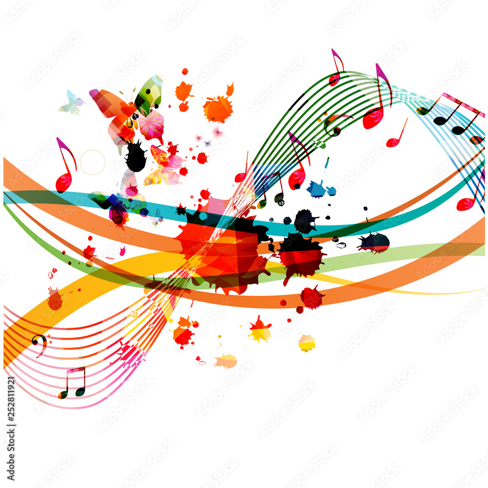 Music background with colorful music notes vector illustration design ...