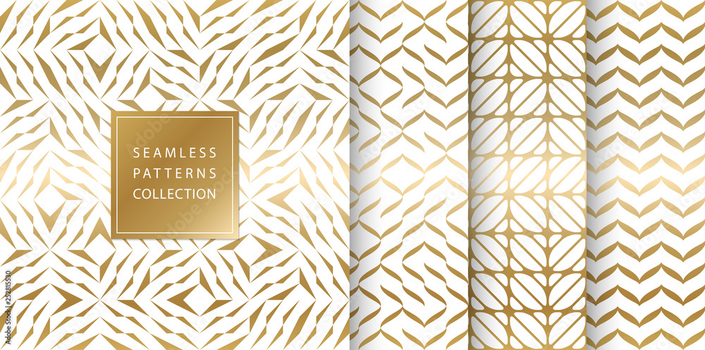 Set of golden seamless patterns. Vector texture design. Abstract ...
