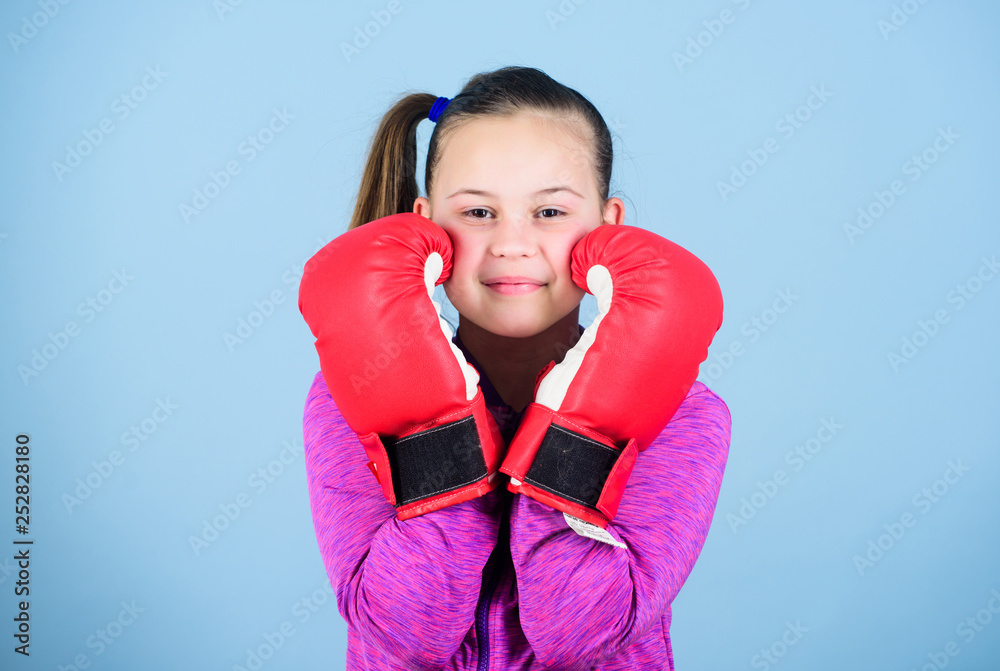 Boxer child in boxing gloves. Female boxer. Sport upbringing. Boxing ...