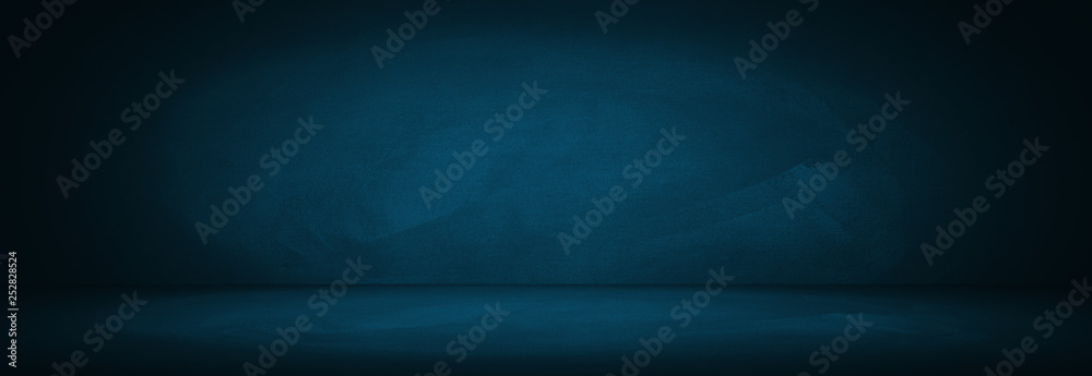 blue studio wall of chalkboard and showroom background for presentation ...