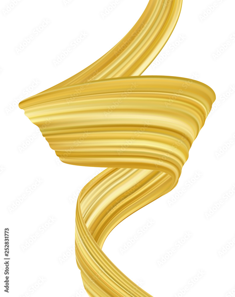 Wavy gold liquid shape. Modern flow poster background with golden color ...