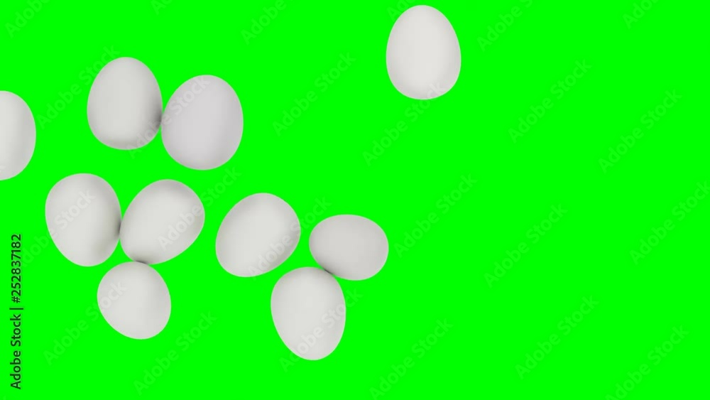 Animated top view of rolling or tumbling from left to right many white ...