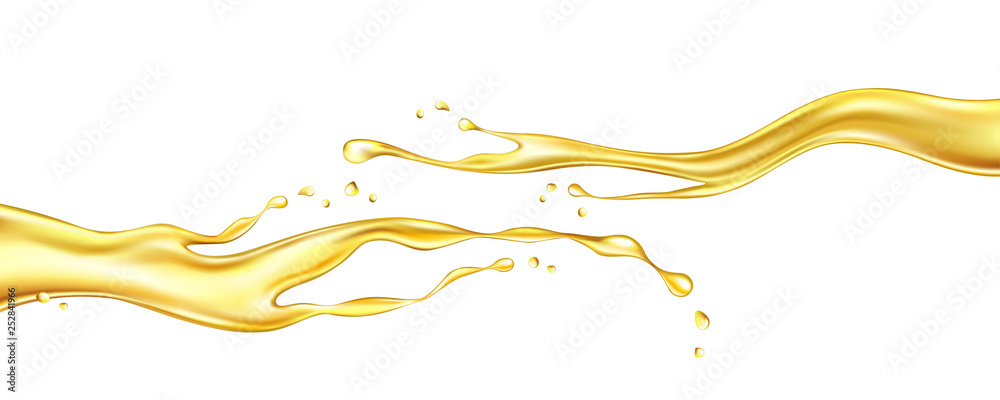 Oil splashing isolated on white background. Realistic vector ...