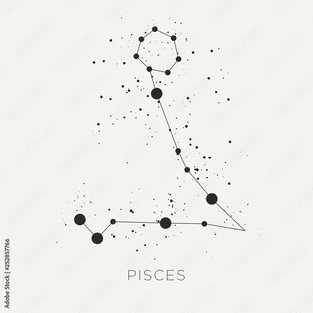 Star constellation zodiac pisces black white vector Stock Vector ...