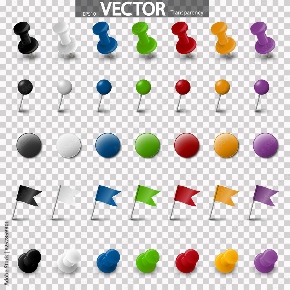 collection of pin needle office supplies Stock Vector | Adobe Stock