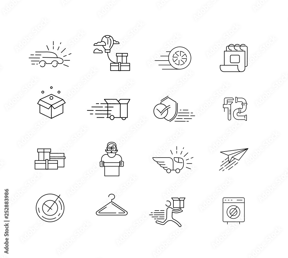 Vector icon and logo for moving to a new home. Editable outline stroke ...