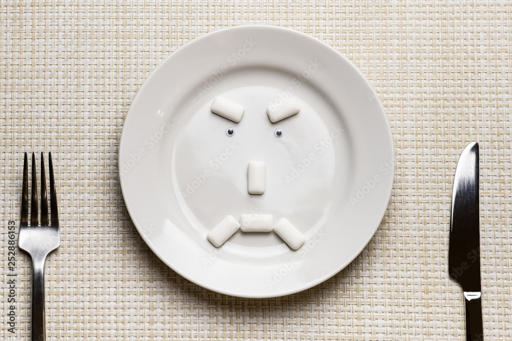 Chewing gum shaped angry face. Oral hygiene and protect teeth from ...