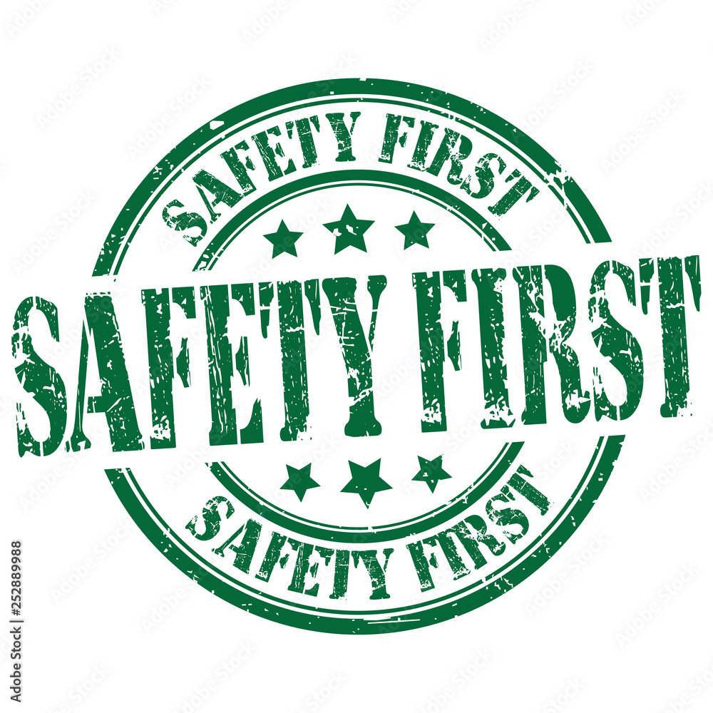 rubber stamp "safety first" on white, vector illustration Stock Vector ...