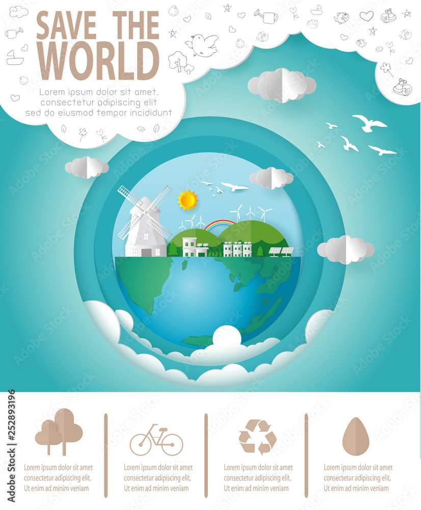 Paper art of Save the world infographics, save planet, Earth Day ...
